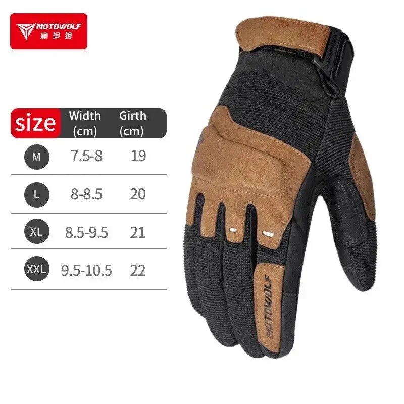 Мотоперчатки Motowolf Summer Mesh для мужчин и женщин, дышащие, противоскользящие, полнопальцевые, L