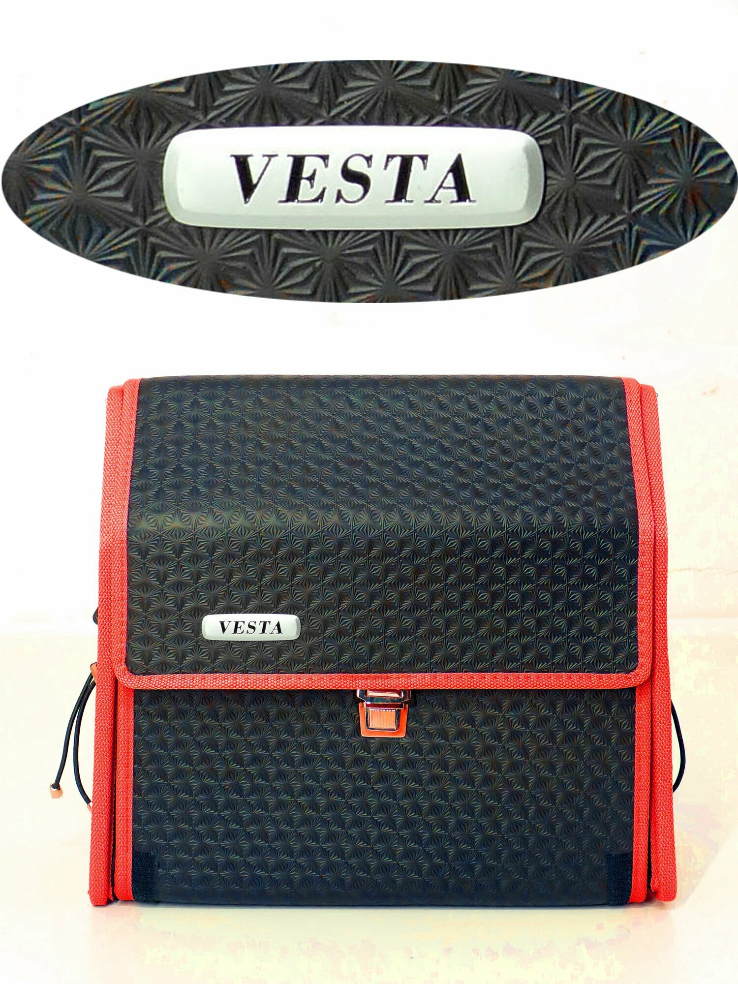 VESTA Органайзер автомобильный в багажник, "звездный", Lada Vesta, 22 литра, &черно-красный