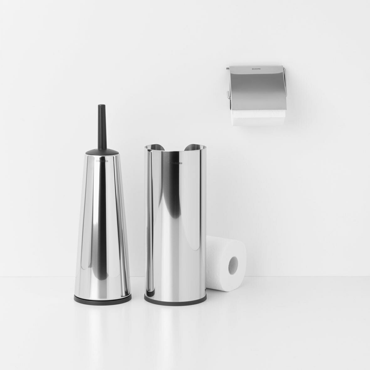 Набор аксессуаров для туалетной комнаты Brabantia "ReNew" 3пр стальной полированный 280689