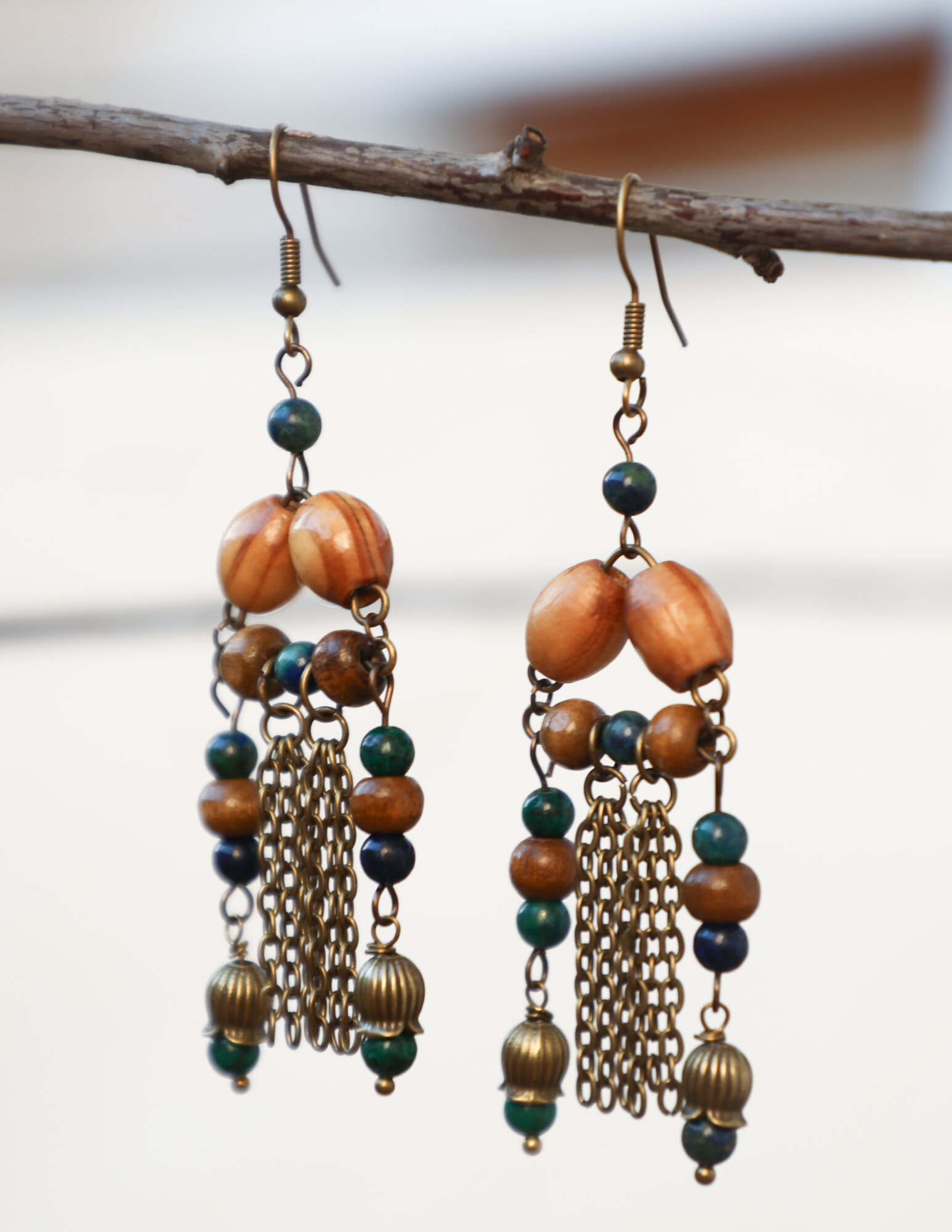 Серьги, дерево