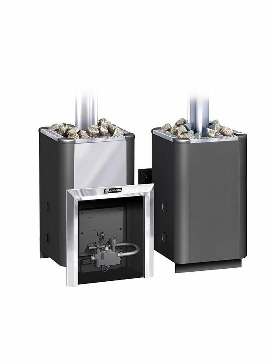 Печь банная газовая Уралочка 20 Н с Горелкой и Автоматикой Нержавейка