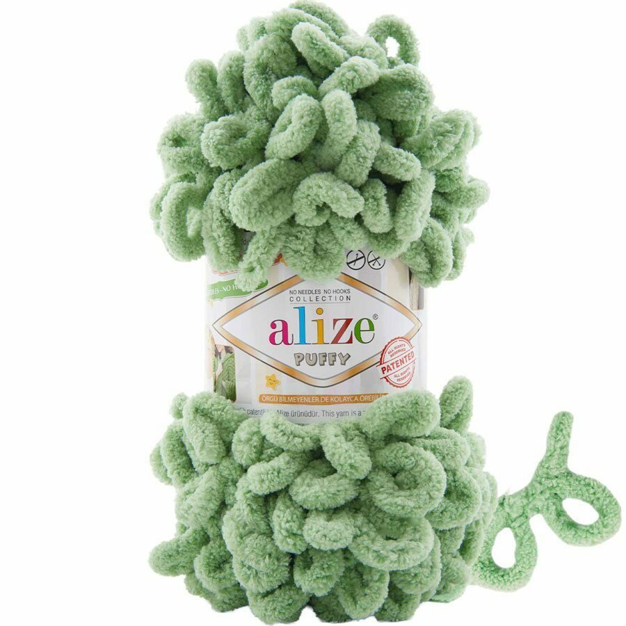 Пряжа Alize PUFFY 299 салатовый (5 мотков)