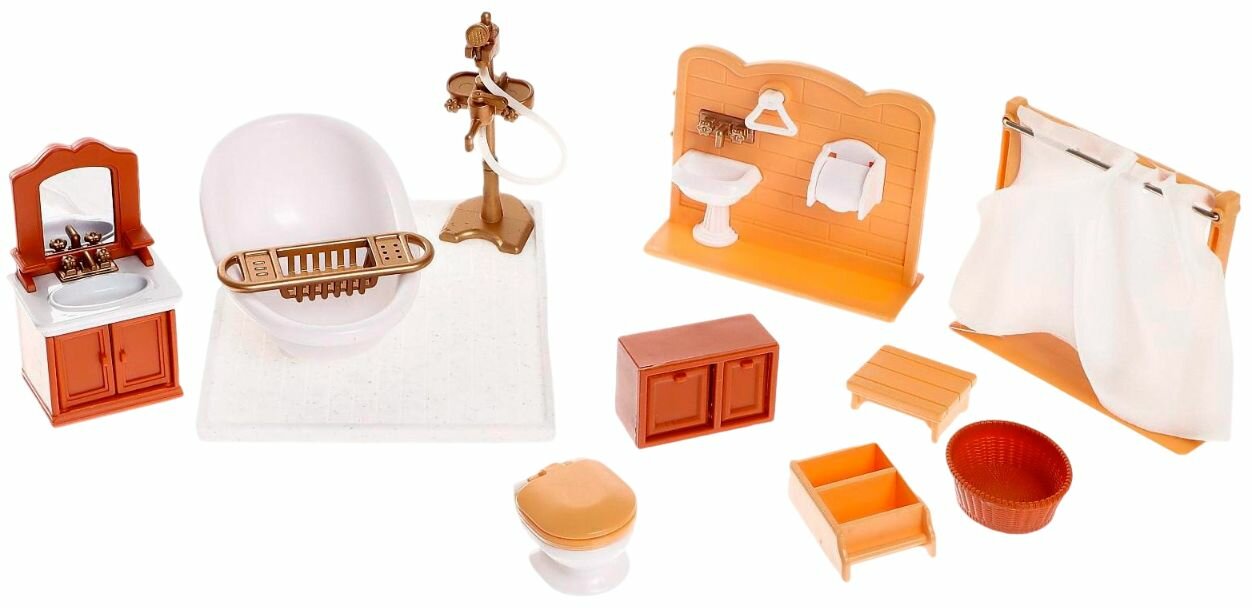 Мебель для кукол "Ванная комната" с аксессуарами, игрушечная мебель для кукольного домика, набор для детской сюжетно-ролевой игры для девочек