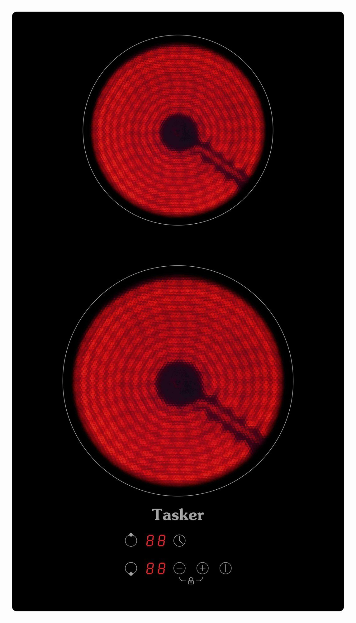 Электрическая варочная панель Tasker TH-201, 2 конфорки, стеклокерамическая поверхность