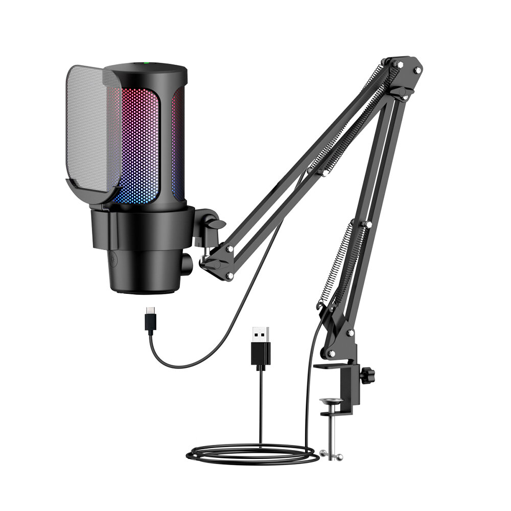 USB Gaming Microphone M8-35 Black Pink White 0.5KG 14.5x4.9cm ABS Metal 192kHz/24bit 1 channel -38dB 30Hz-18KHz 110DBA 80dB 5V 100mA USB/TYPE-C with Boom Rack for Gaming Meeting Live Streaming Audio Recording Video Plug & Play