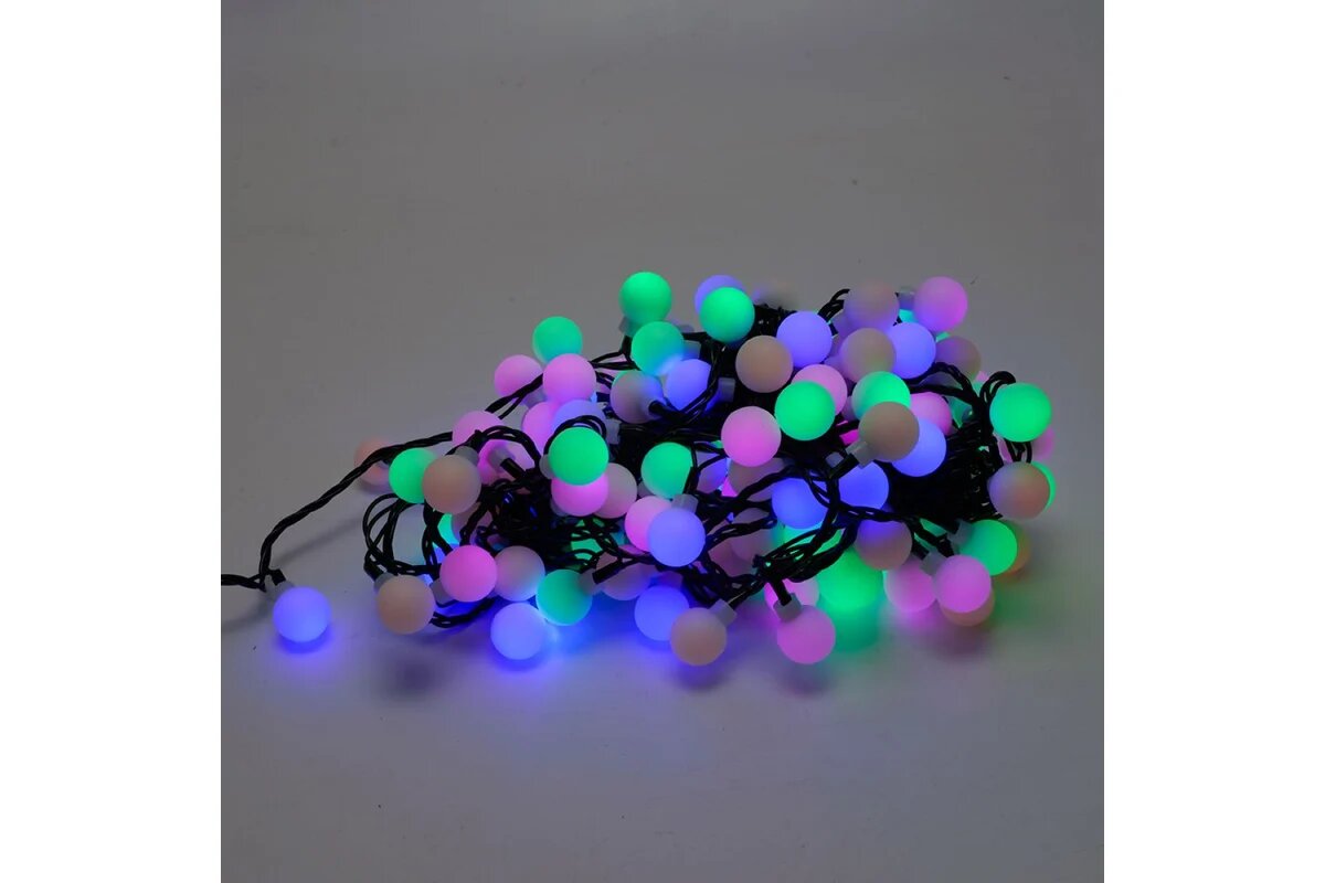 Светодиодная гирлянда Feron CL585 Мультишарики 12м 230V мультиколор, c питанием от сети, черный шнур 51451, цвет /, мат