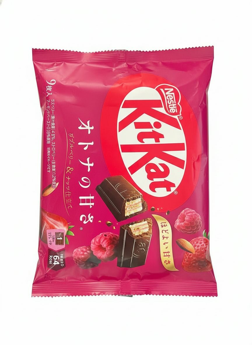 Японский Кит Кат со вкусом Малина, Клубника, Орехи 112гр Japan Nestle
