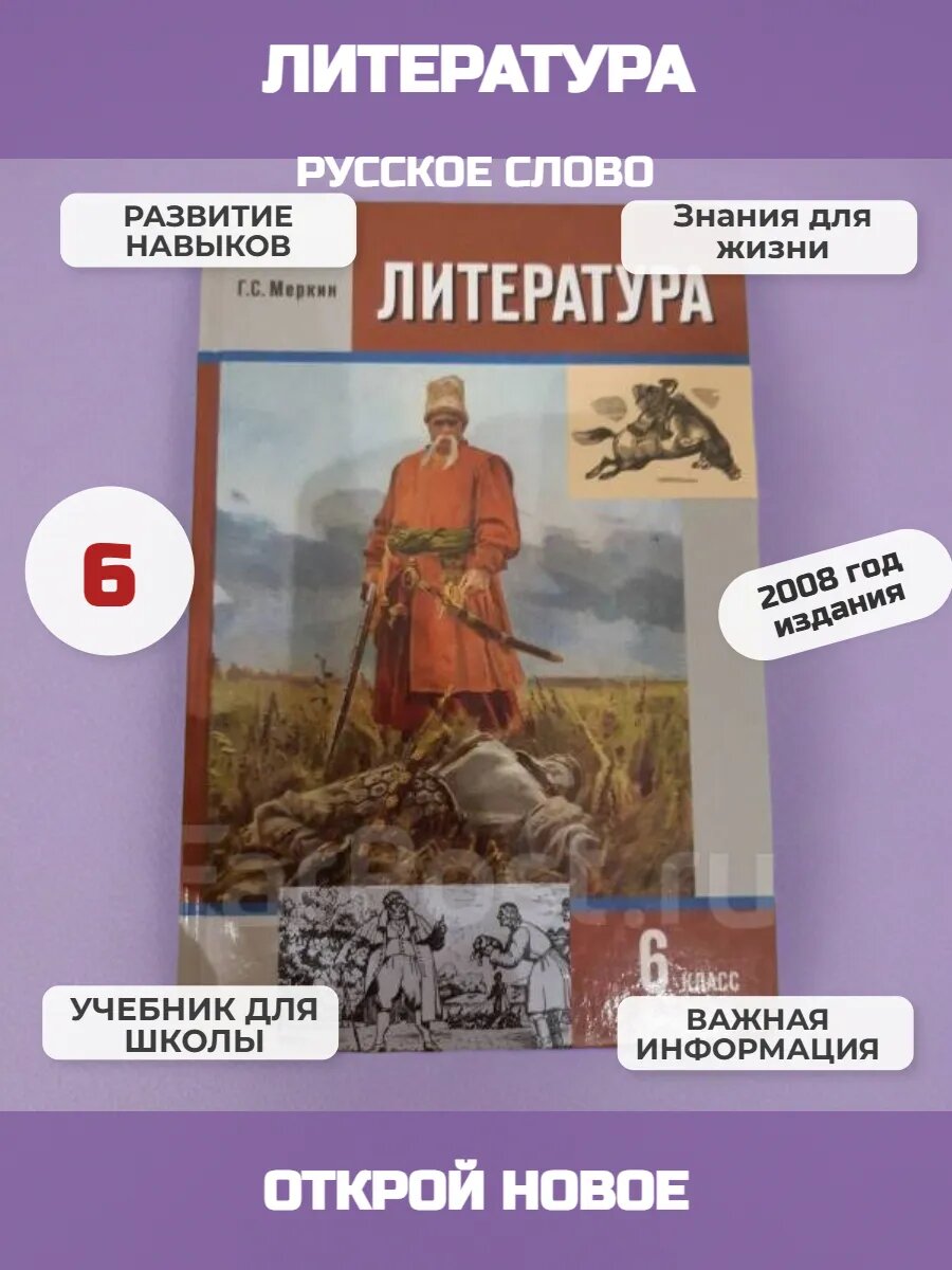 6 класс. Учебник Литература. часть 1 Меркин Г. С. 2008 год издания.
