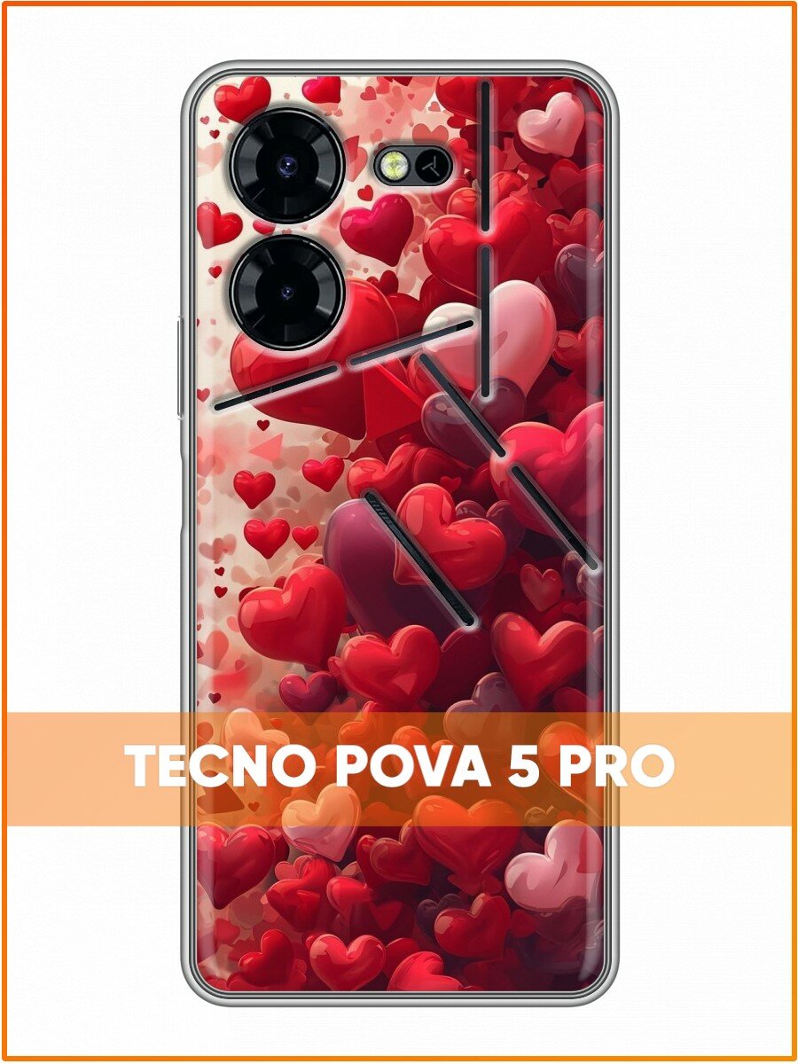 Чехол для Tecno Pova 5 Pro 5G с принтом для женщин с Сердечками (Техно Пова 5 Про 5G)