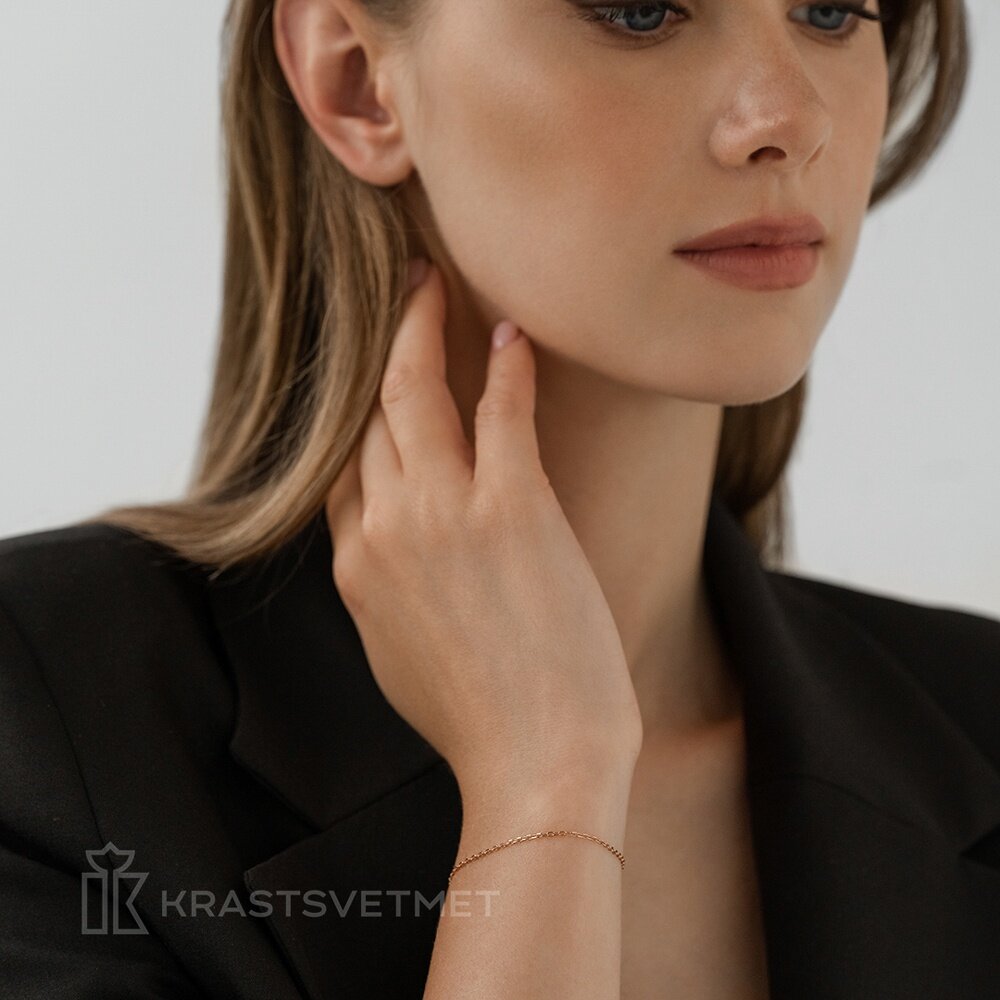 Браслет-цепочка, красное золото, 585 проба