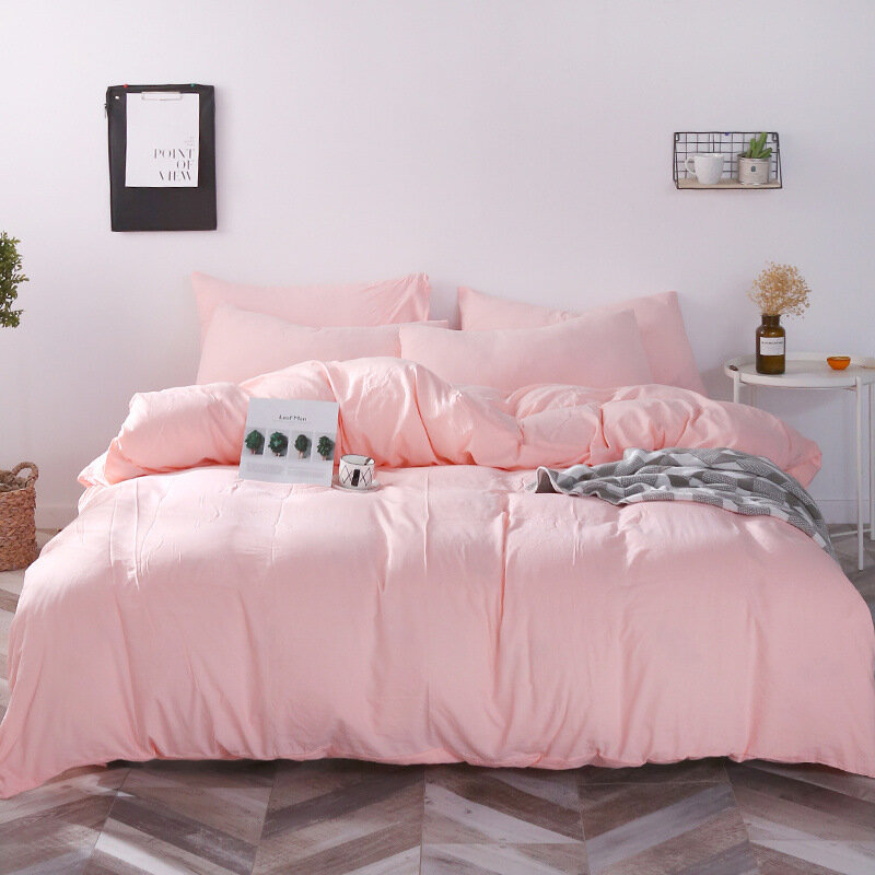 [Односпальный пододеяльник] Однотонный пододеяльник из стираного хлопка (односпальный), двуспальный/односпальный,110*150cm