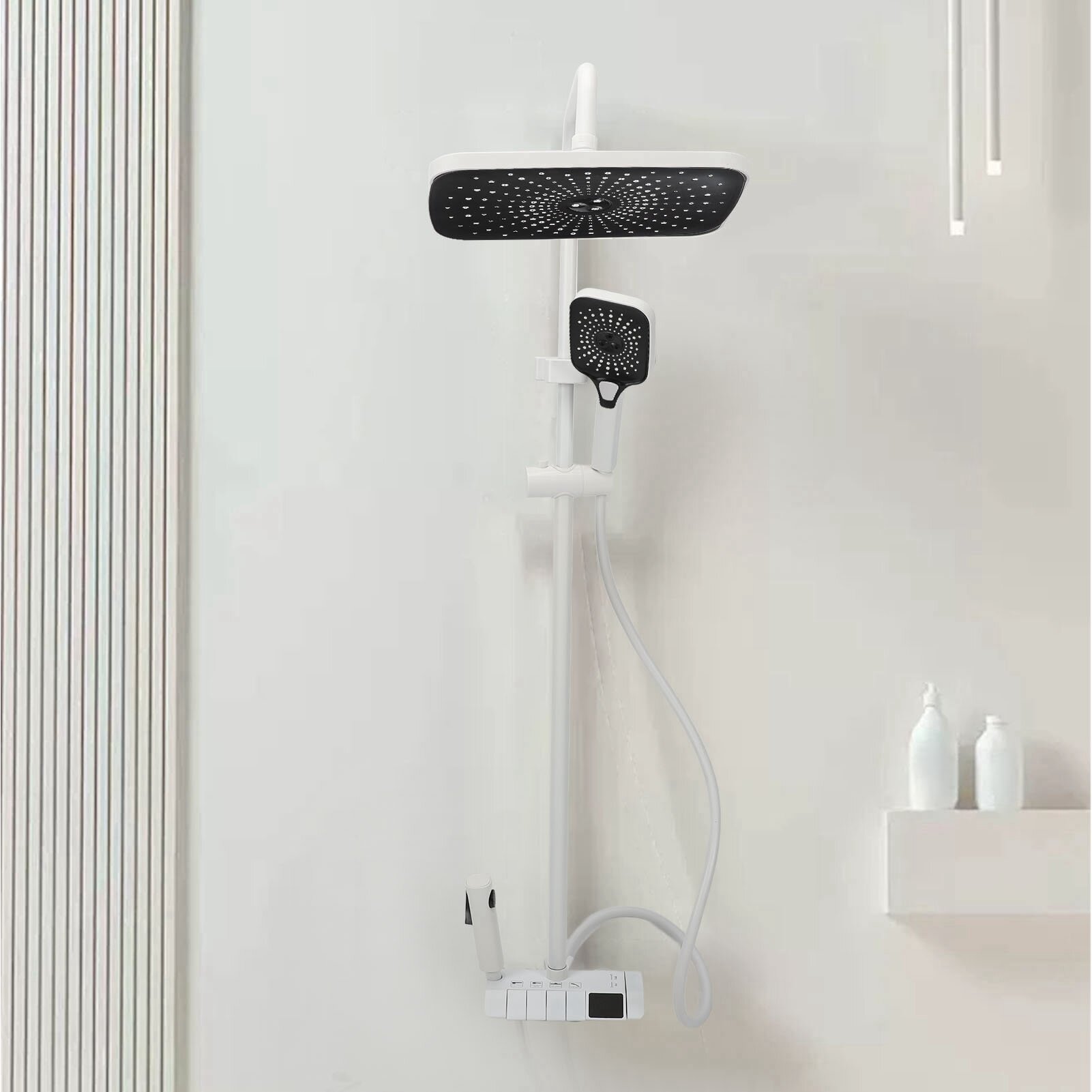 Душевая головка Rainfall с кнопкой, высокое давление, несколько режимов распыления воды, душевая система для ванной комнаты, белый цвет