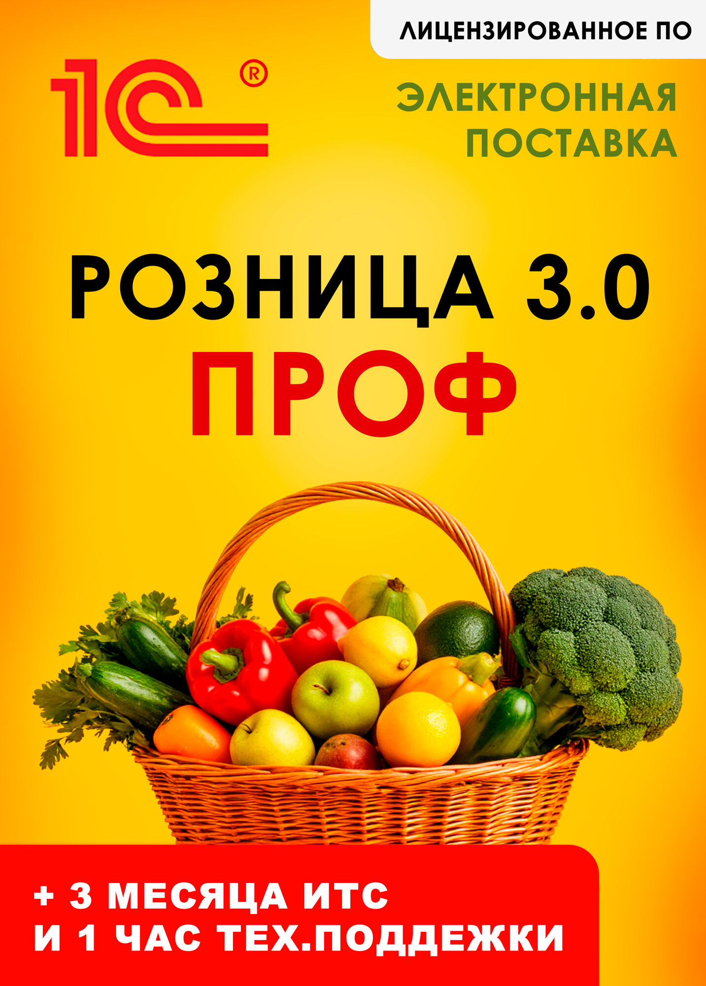 1С: Розница ПРОФ 3.0. Электронная поставка. +1 час техподдержки и 3 месяца ИТС ПРОФ