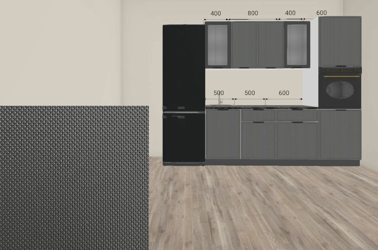 Кухонный гарнитур Николь Холст вулканический, Белый 2,2 м