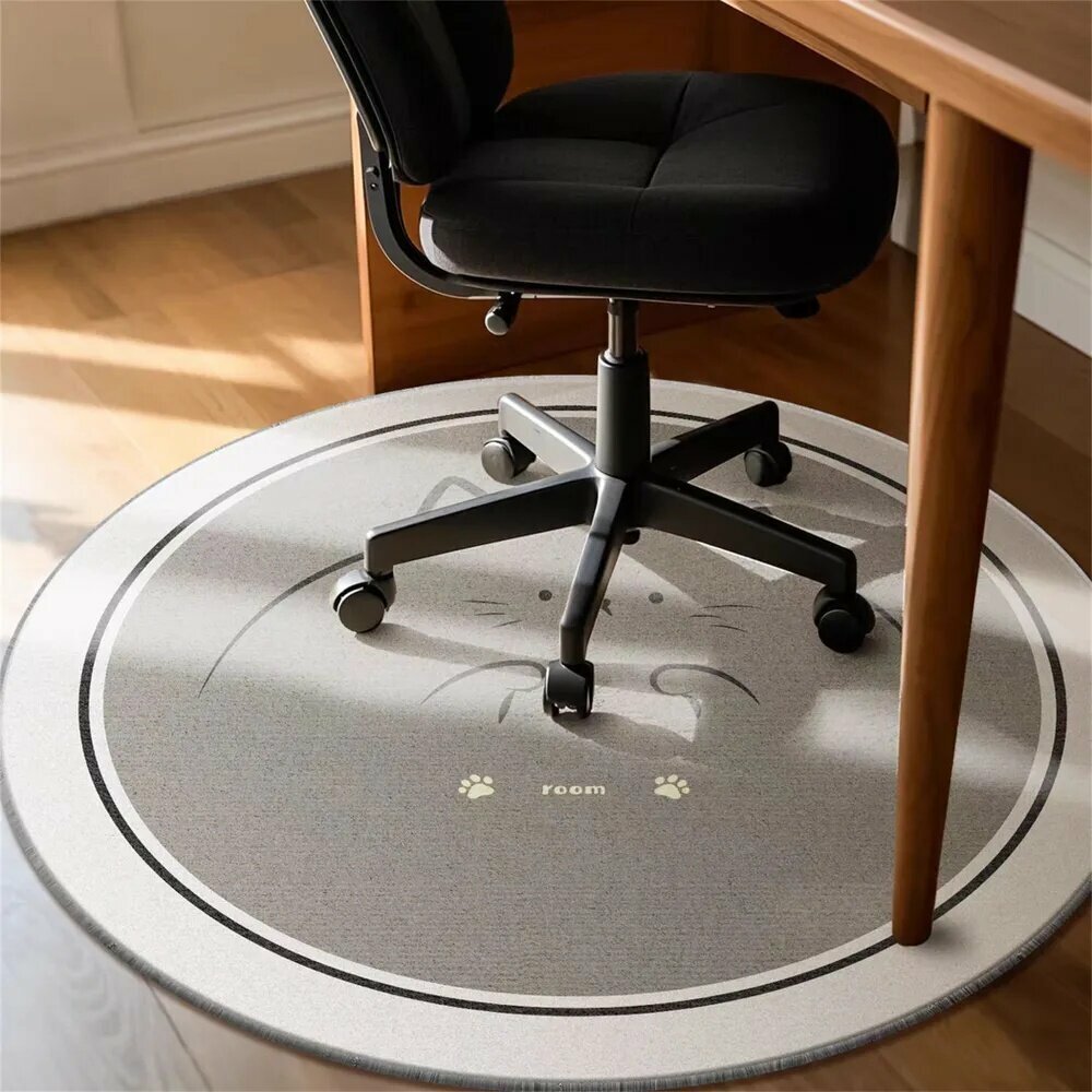 Коврик защитный, полиэфирное волокно, нескользящий, для офисного кресла, светло-серый