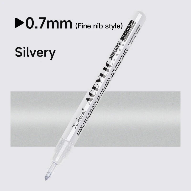 Перманентные металлические маркеры золотые, серебряные, белые 0.7mm Silver