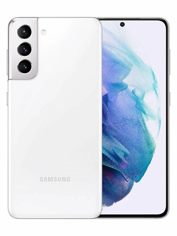 Смартфон Samsung Galaxy S21 8/256 ГБ, Экран 6.2", Тройная камера 64 МП + Zoom 30x, 8K видео, белый