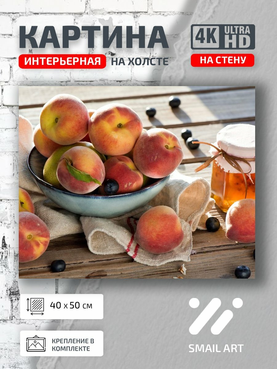 Картина на холсте интерьерная 40 на 50 на стену Вишня Food для кафе кулинария интерьер