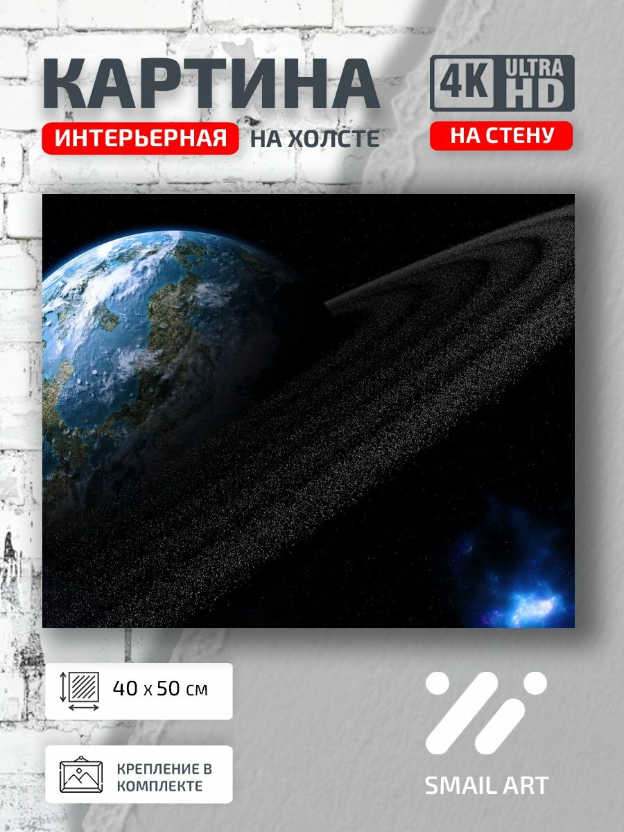 Картина на холсте интерьерная 40 на 50 на стену Астеройды Space для офиса космос интерьер