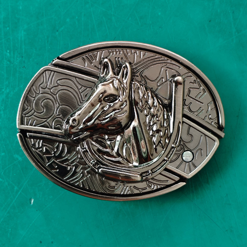 Пряжка декоративная для ремня "лошадь голова" с ножом бляха на ремень мужской 40мм