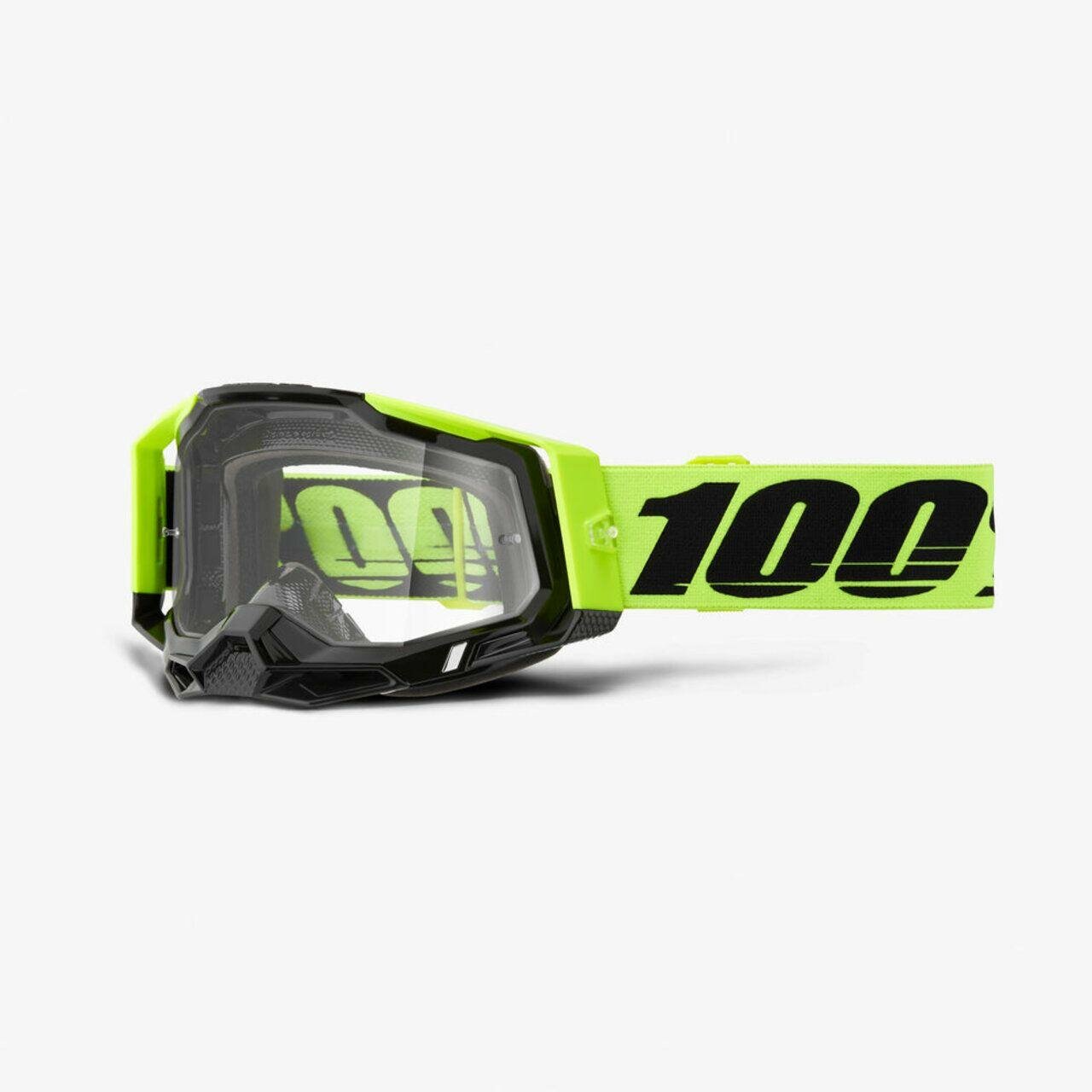 Мотоочки 100% Racecraft 2 Neon Yellow / Clear, для мотокросса и эндуро спорта