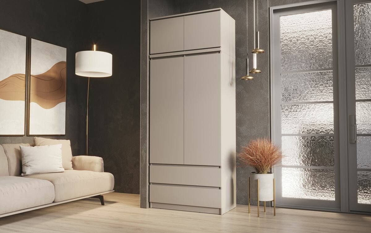 Шкаф распашной 2-х створчатый Челси с антресолью, в цвете: Кашемир