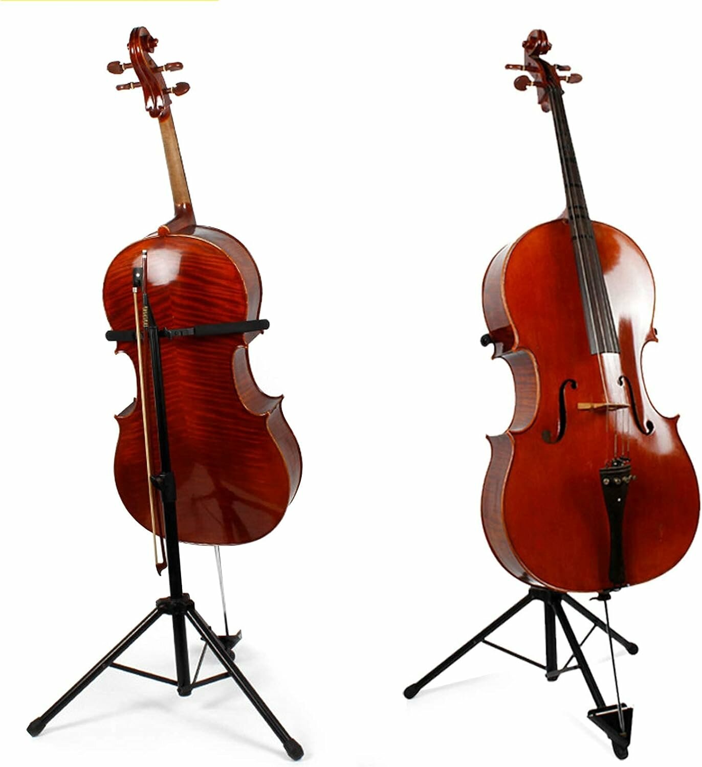 Стойка для виолончели FL-14, стойка для виолончели, стойка для виолончели, треугольная опора, аксессуары для музыкальных инструментов, регулируемый диапазон высоты 74-120 см, размер 40 x 145 см, 1 шт. стойка для виолончели, 1 шт. крючок