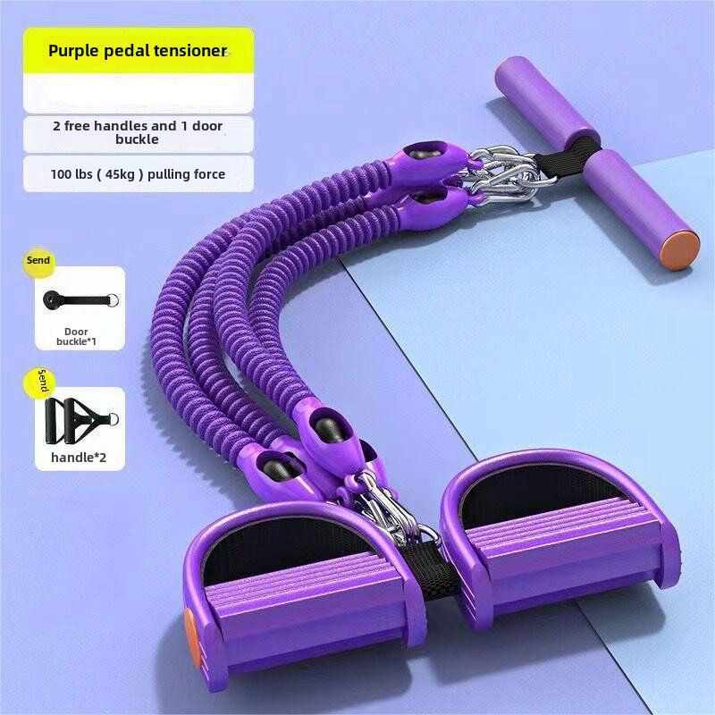 Педальный тягач для приседаний и подтягиваний для фитнеса мужчин и женщин, для отображения мышц живота, ножек, легированная веревка, лежачый здоровый (пурпурный латекс)