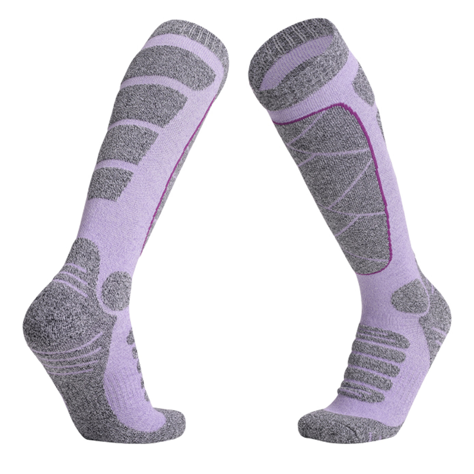 Носки женские спортивные горнолыжные носки под колено компрессионные носки зимние спортивные чулки для активного отдыха дышащие быстро сушатся носки для горнолыжного марафона бега велосипеда, материал 80% хлопок 15% полиэстер 5% спандекс, цвет розовый