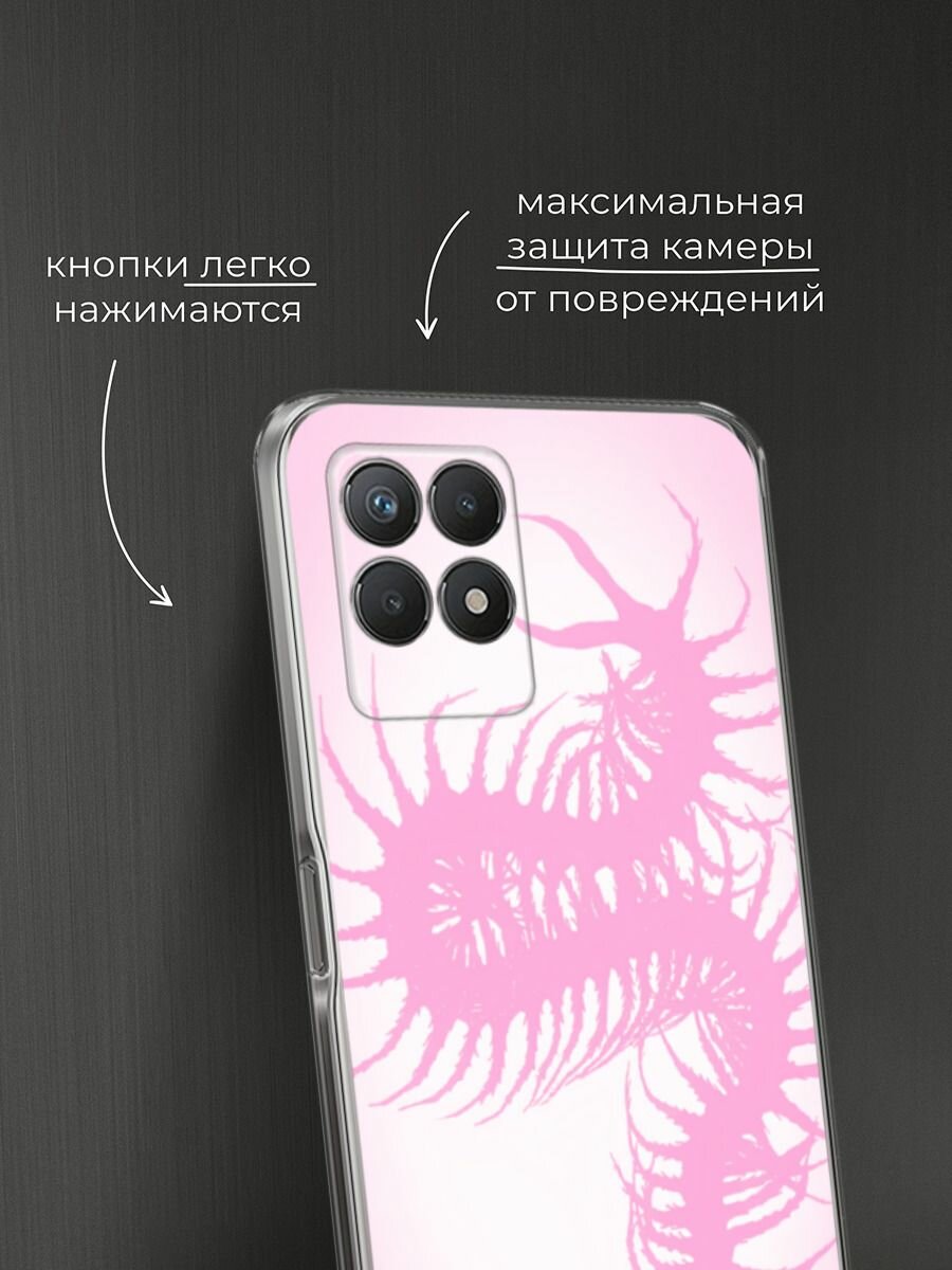 Силиконовый чехол на Realme 8i / Реалми 8i с принтом Розовая многоножка — фото 1