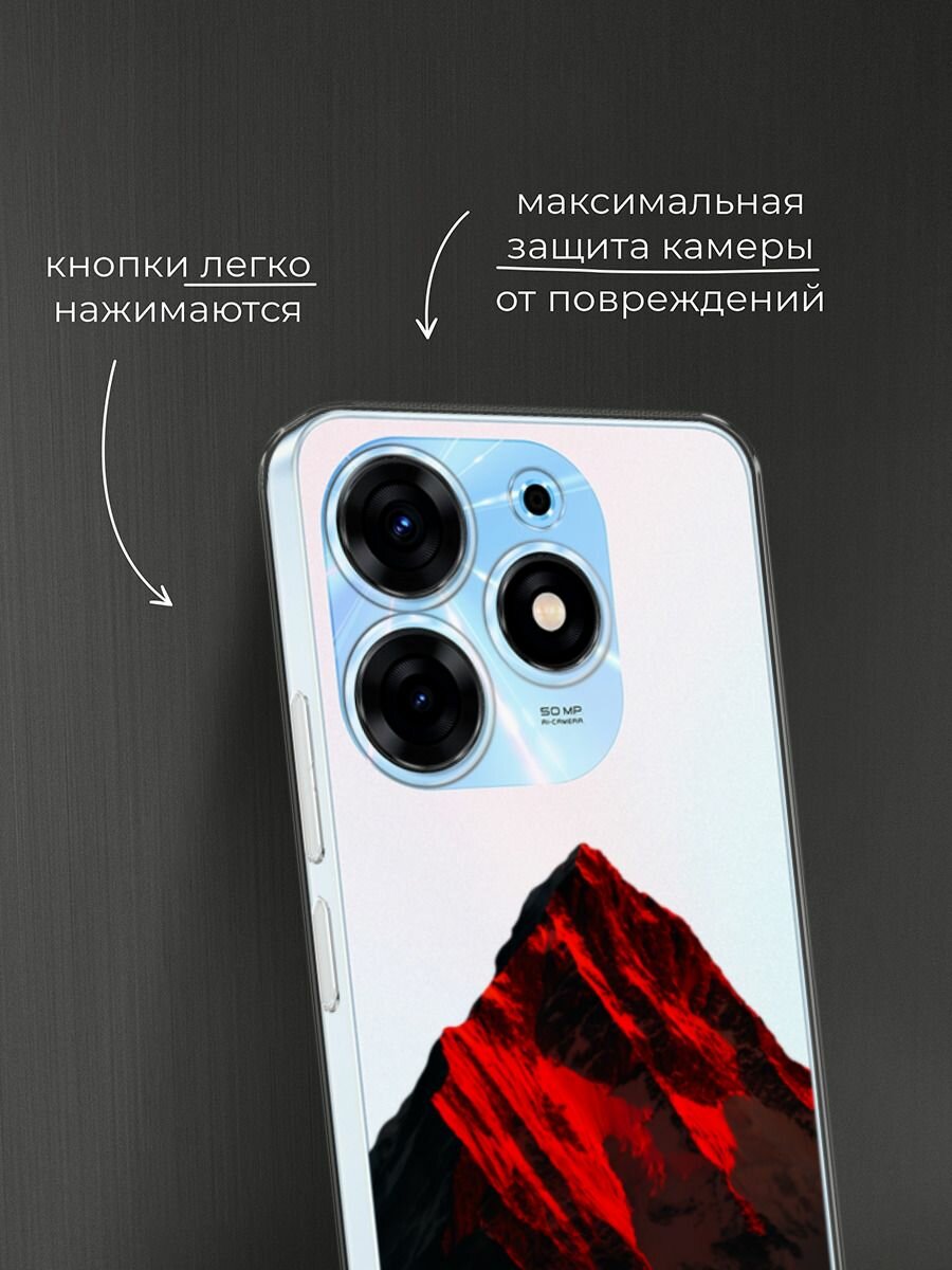 Чехол на Tecno Spark 10 Pro / Текно Спарк 10 Про с принтом Красная гора 2, прозрачный — фото 1
