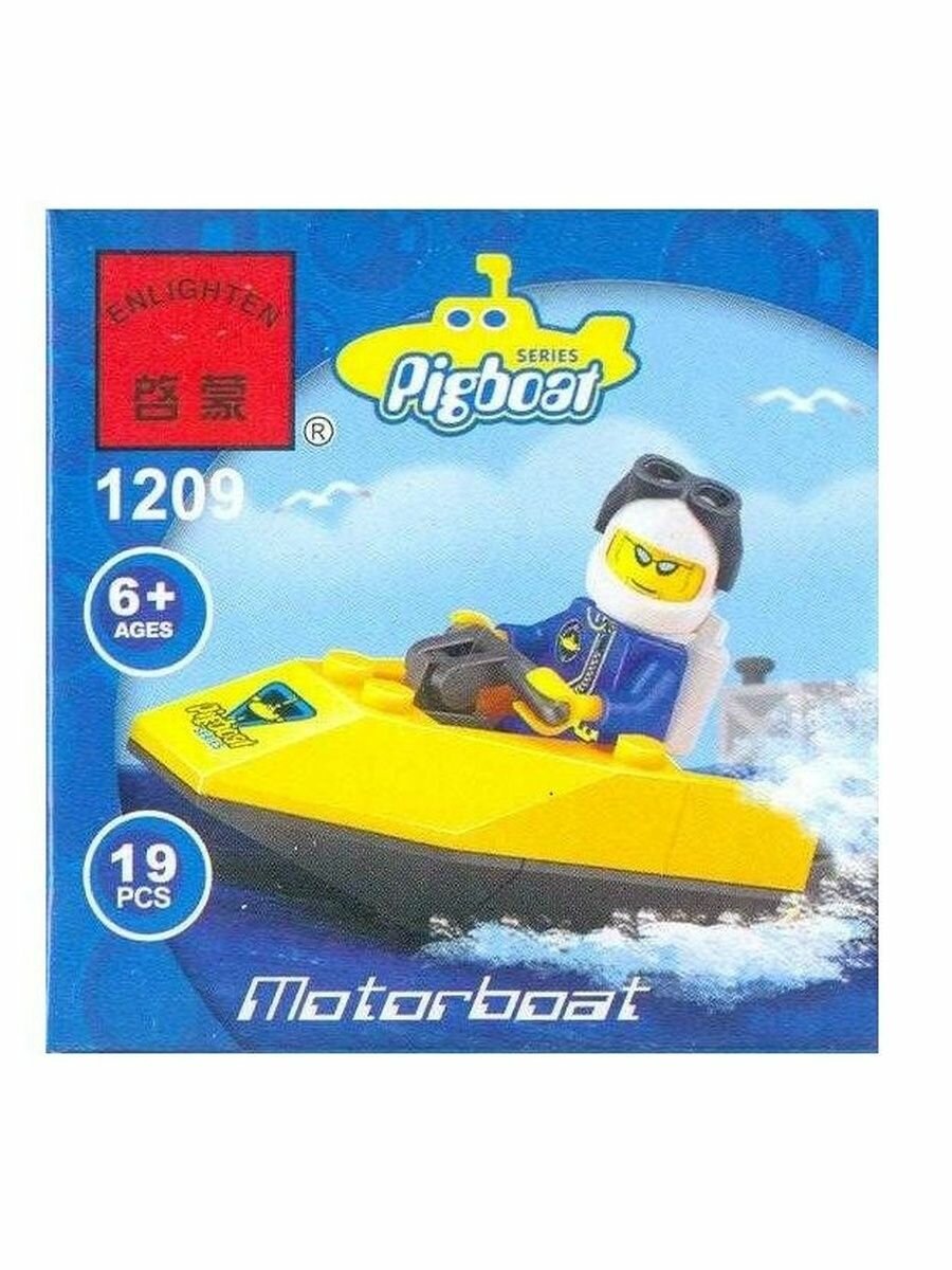 Конструктор Enlighten Brick Pigboat 1209 Моторная лодка, 19 деталей
