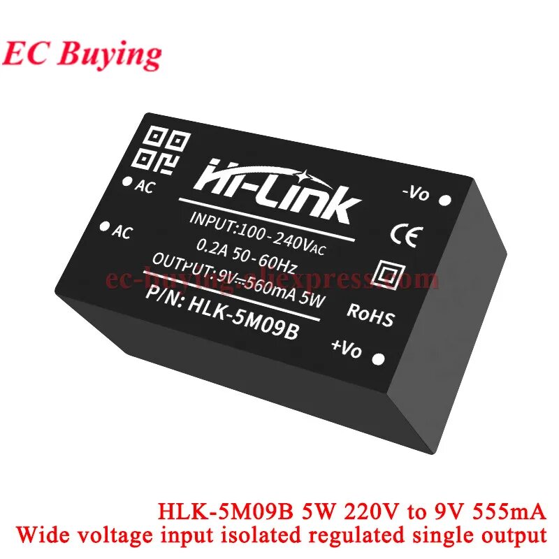 Мини-модуль питания Hi-Link HLK-5M 1pc, 5M09B 9V 0.56A 5W
