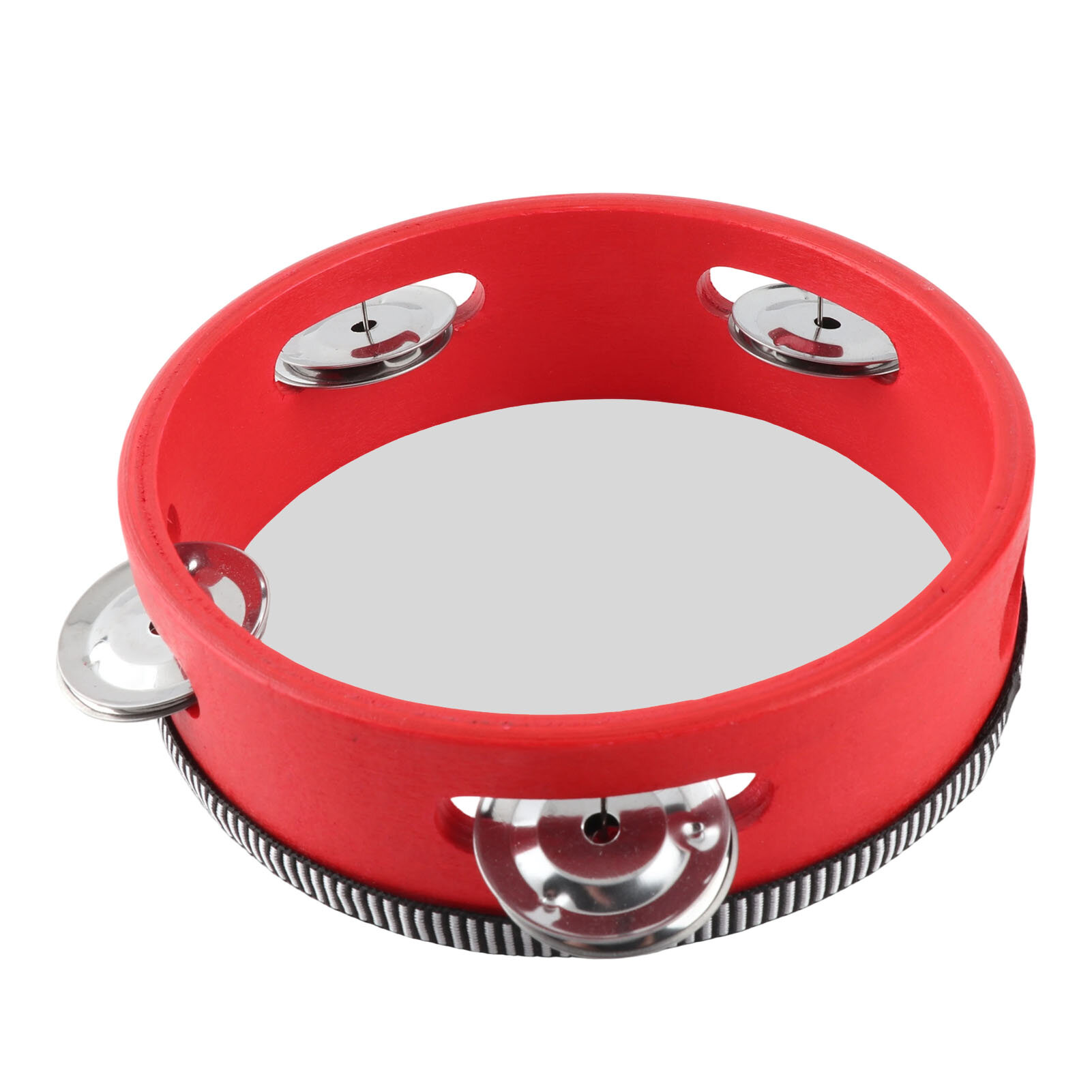 Деревянный тамбурин с колокольчиками, ручной барабан, детский обучающий ударный музыкальный инструмент, 6 дюймов, красный.