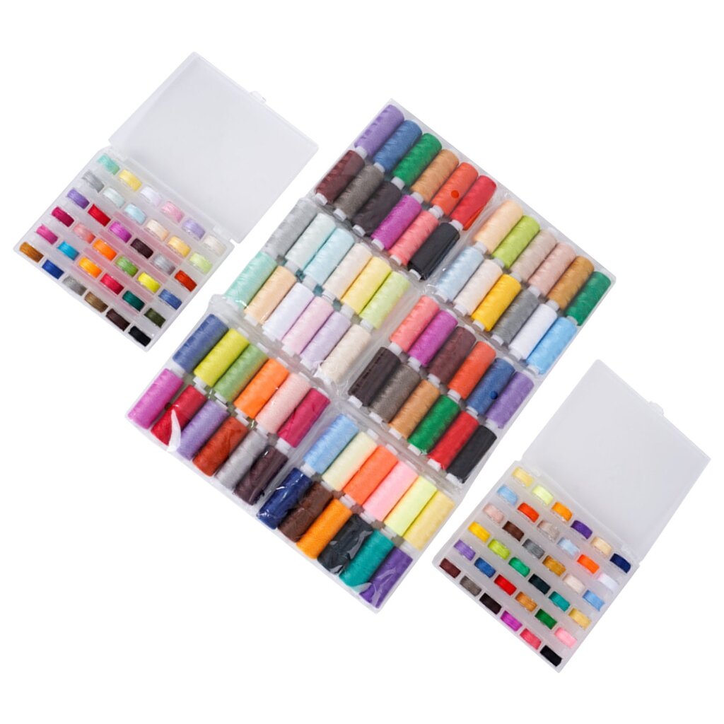 36 Катушек Полиэфирных Швейных Ниток 36 Цветных Предварительно Намотанных Шпуль Набор Ниток с Ящиком Для Хранения Швейной Машины