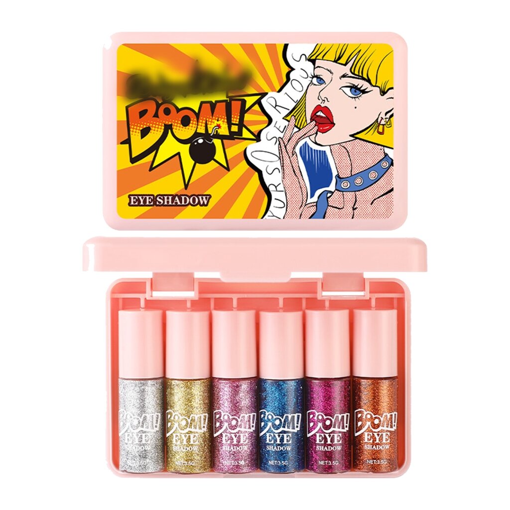 1 коробка жидких блестящих теней для век, мелкий блеск, перламутровый бриллиантовый блеск, жидкие блестящие тени для век, набор из 6 блестящих подводок