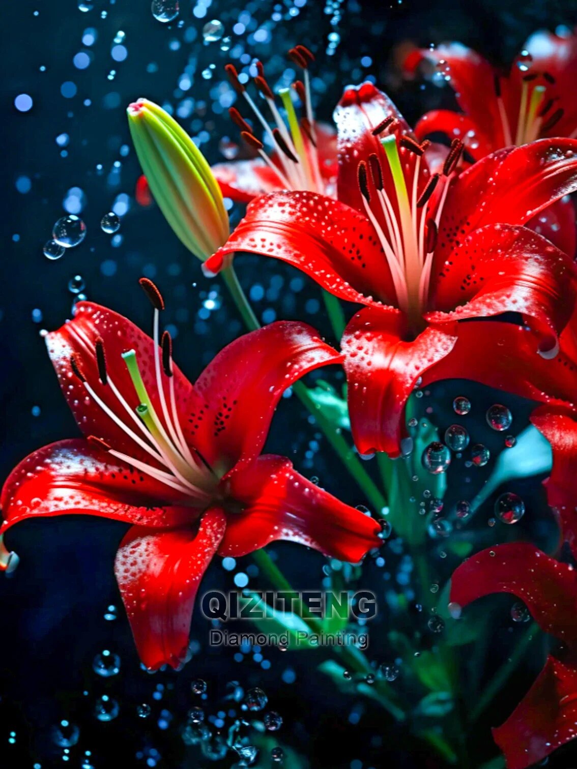 Алмазная живопись QIZITENG Хризантема Роза Бабочка 30x40cm Square, RT-1245