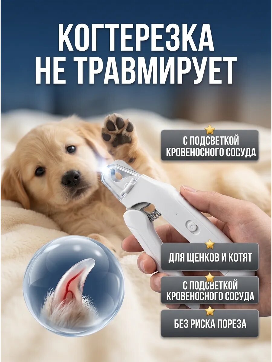 Когтерезка для кошек и собак с ограничителем|