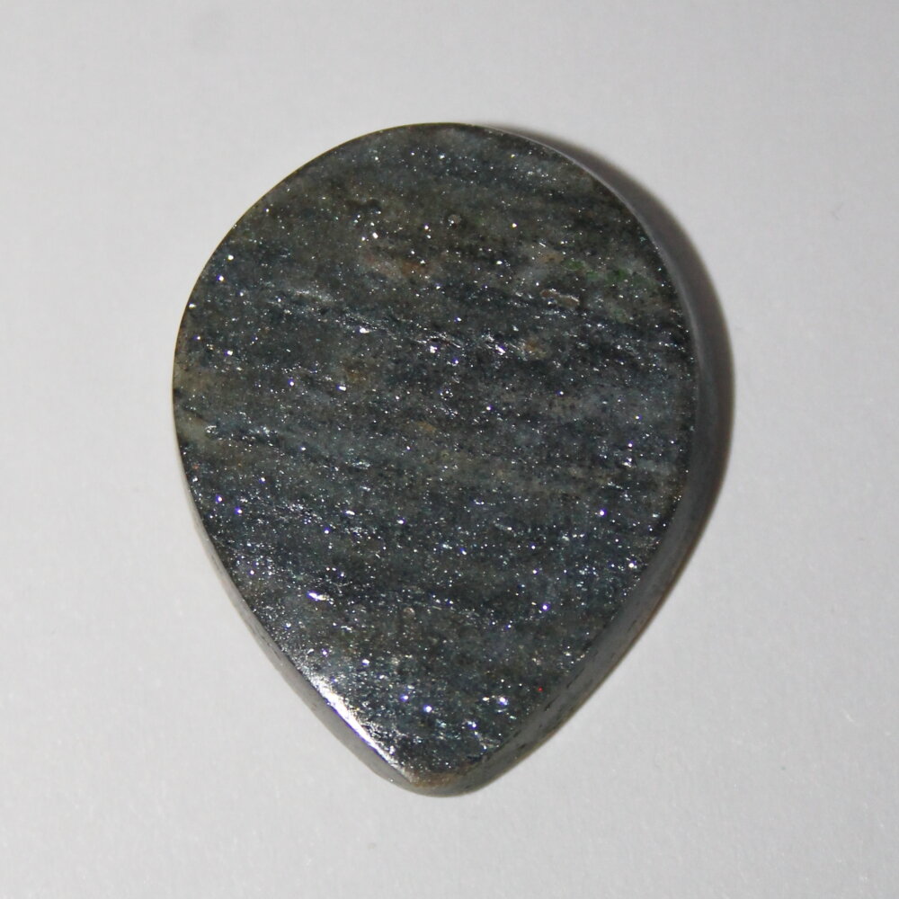 Уткинит, чёрный авантюрин кабошон, 23х19х3 мм, Урал, «True Stones»