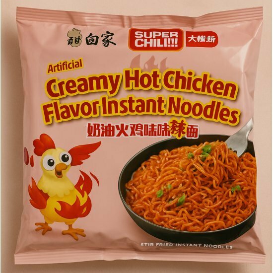 Лапша быстрого приготовления Baixiang со вкусом курицы в сливочно-остром соусе 112г