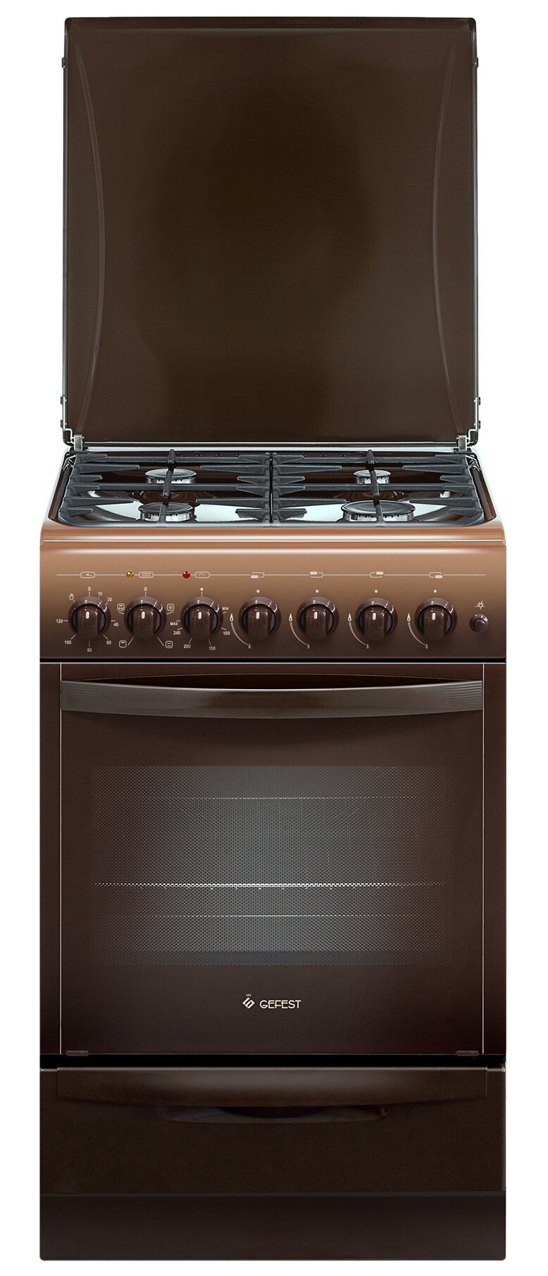 Комбинированная плита Gefest ПГЭ 5102-02 0001 58 см, 52 л, 4 конфорки, коричневый