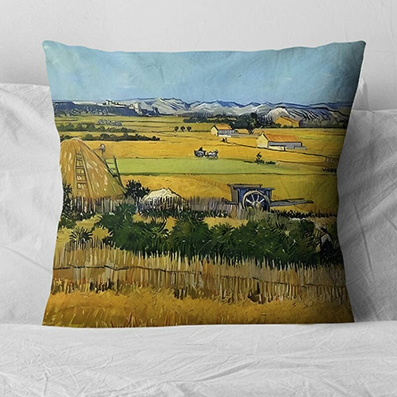 Чехол для подушки Жатва Долина Ла-Кро Ван Гог велюр 40х40