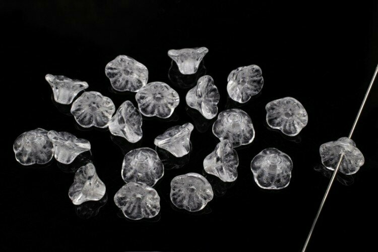 Бусина Flower 7х5мм, отверстие 0,8мм, цвет 00030 прозрачный, 733-039, 20шт