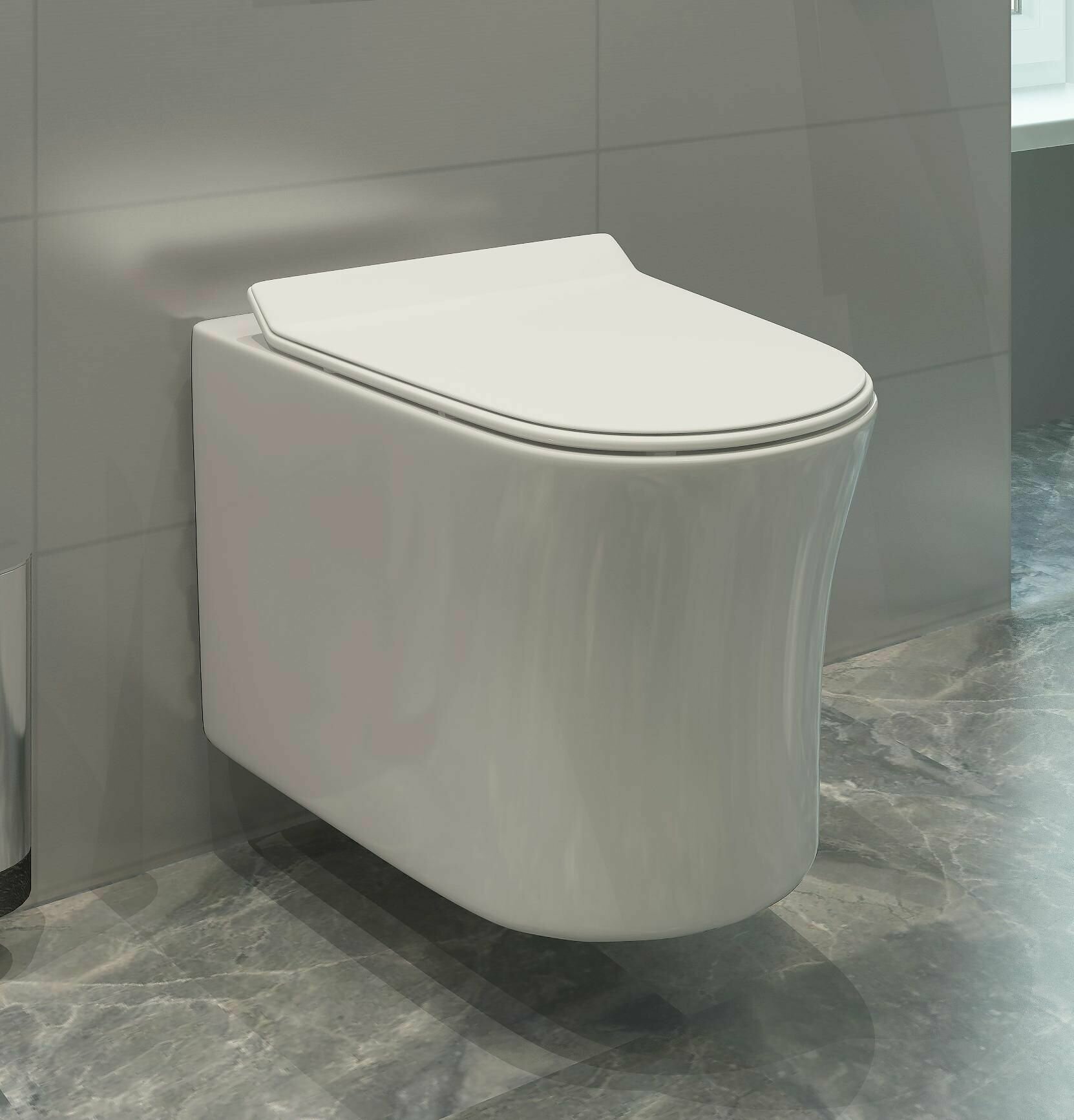 Унитаз подвесной безободковый с сиденьем EVA GOLD K51