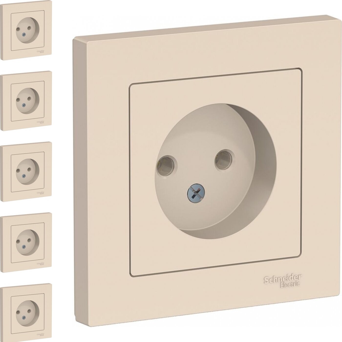 Розетка Systeme Electric AtlasDesign без заземления бежевый (комплект из 5 шт.)