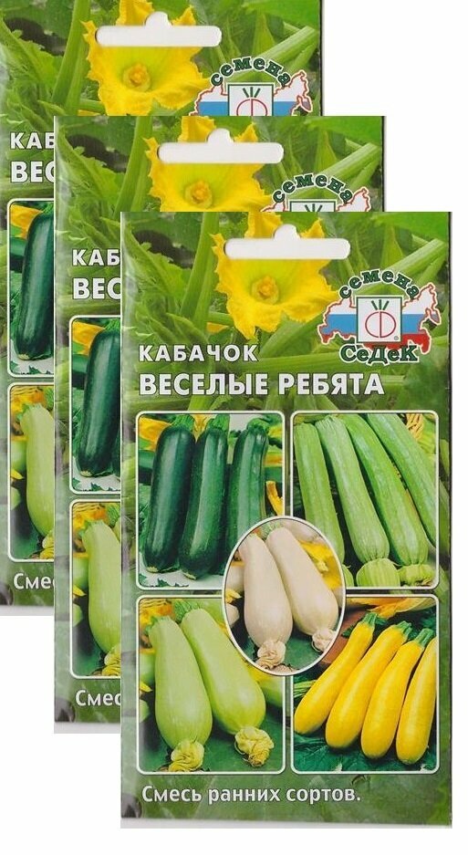 Семена Кабачок Веселые ребята F1 (смесь ранних сортов) 2 г (СеДеК) , 3 пакетика * 2 г