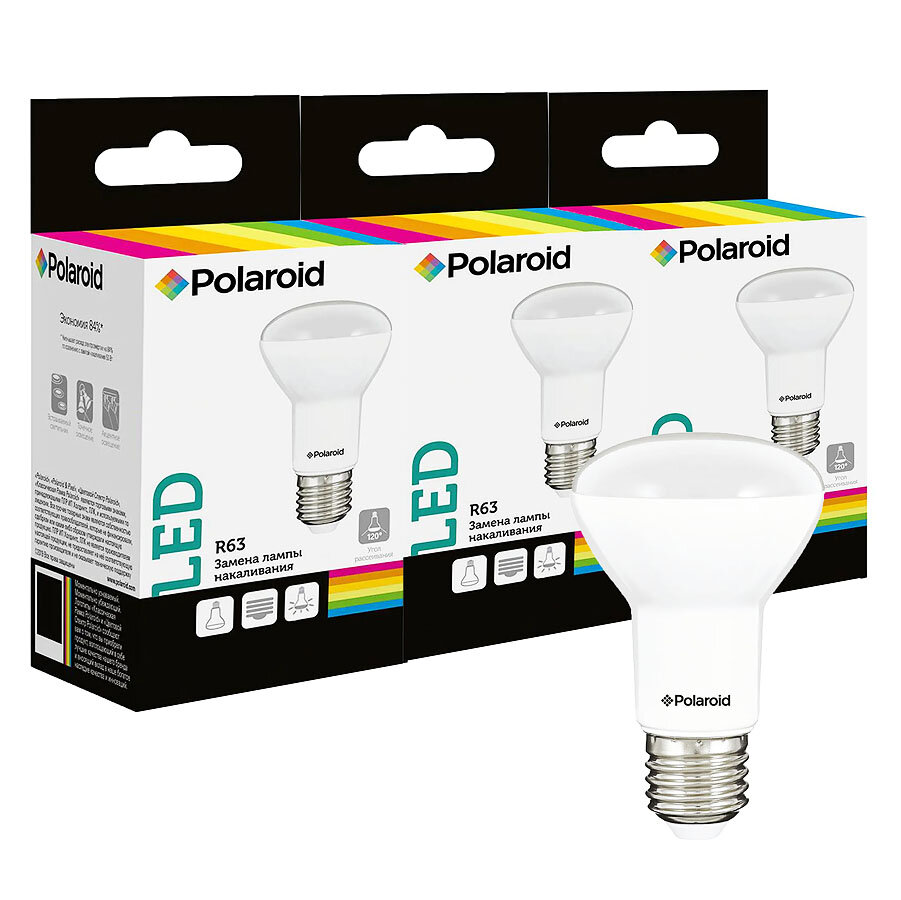 Светодиодная лампа Polaroid 220V R63 8,5W 6500K E27 680lm (3 шт.)