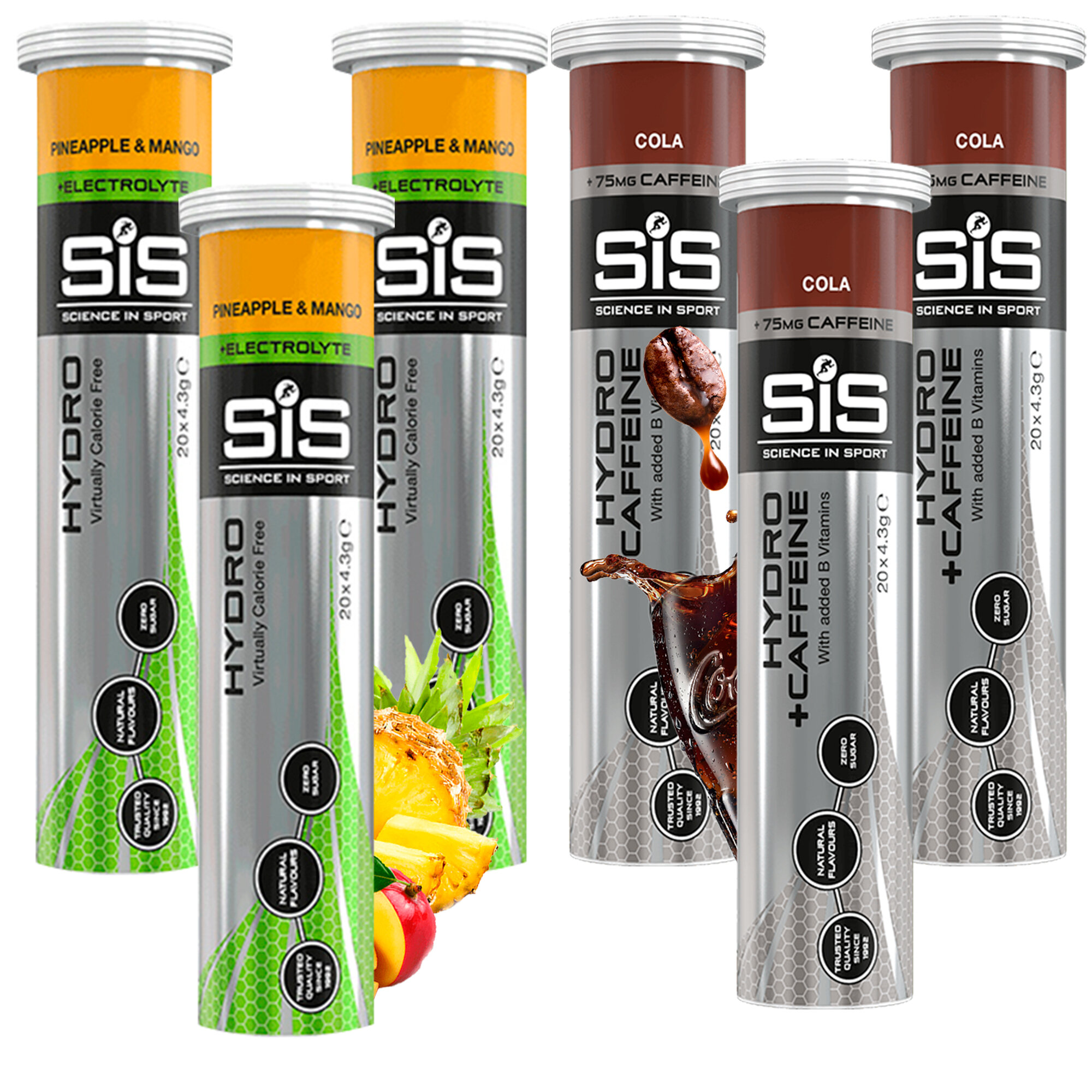 SCIENCE IN SPORT (SiS) GO Hydro Tablet 20s_3 6 x 20 таблеток, Ананас - Манго, Кола