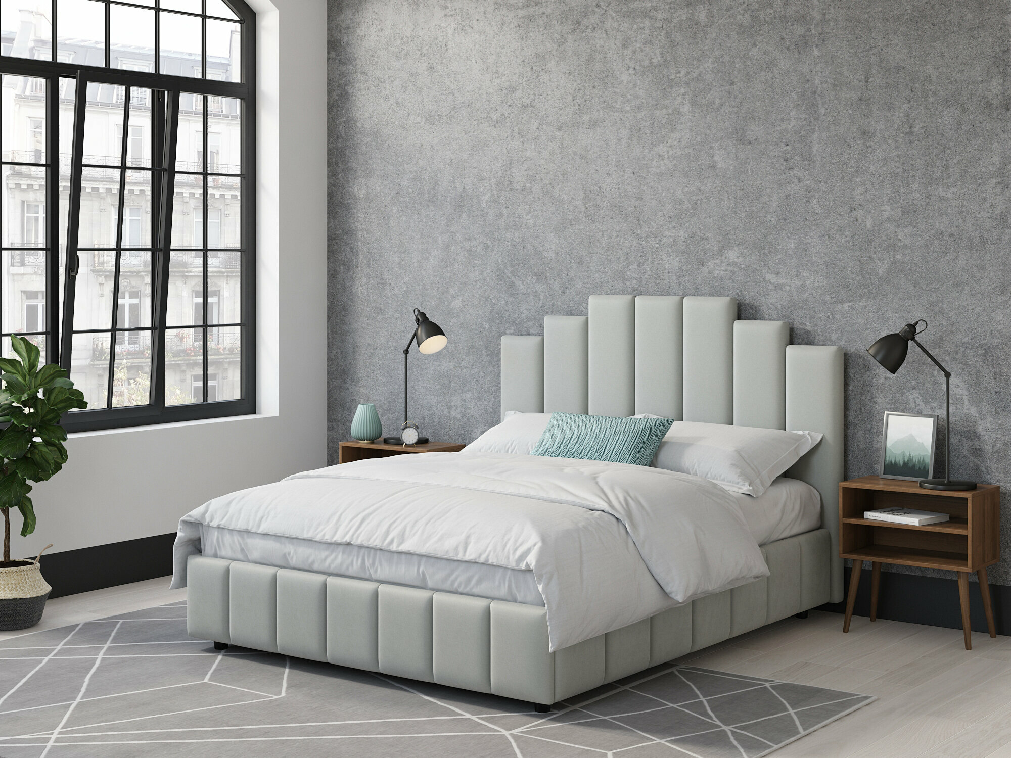 Двуспальная кровать 120х200 с подъемным механизмом, "ARTI" с мягким изголовьем для дома, для спальни, ортопедическое основание, с ящиком для белья. Велюр серый Teddy 023