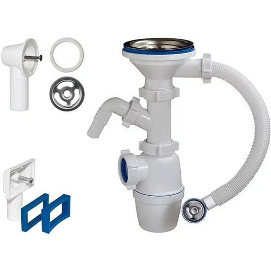 Сифон бутылочный Orio , 3 1/2" x 40 мм, с отводом и переливами